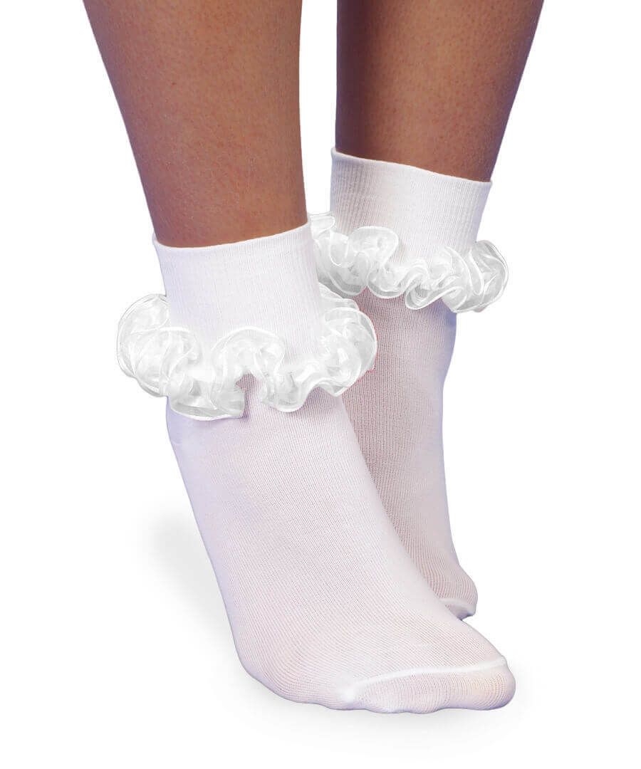 Jefferies Socks Girls Seamless Smooth Toe Sheer Ribbon Tutu Lace Turn ...